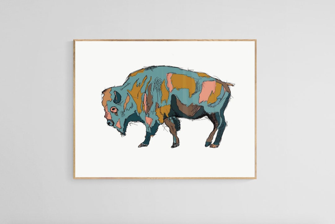 Colorful Bison Print - Etsy