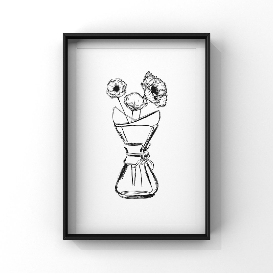Pour Over Coffee and Poppy Flowers, Original Artwork by Heidi Ruckman ...