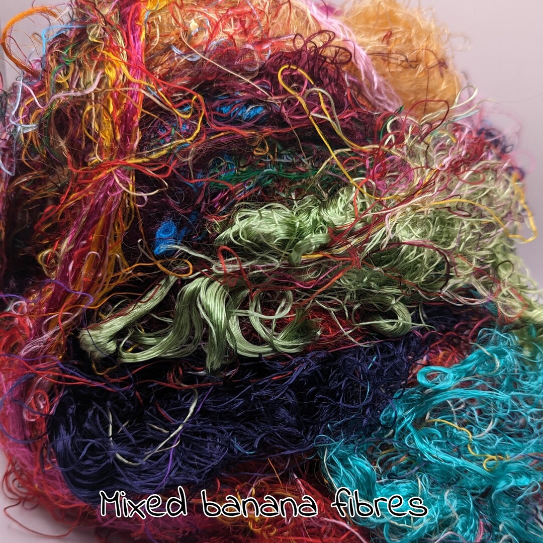 BANANA FIBERS, Banana Silk Waste, Mixed Colors, From 10g. Recycled and ...