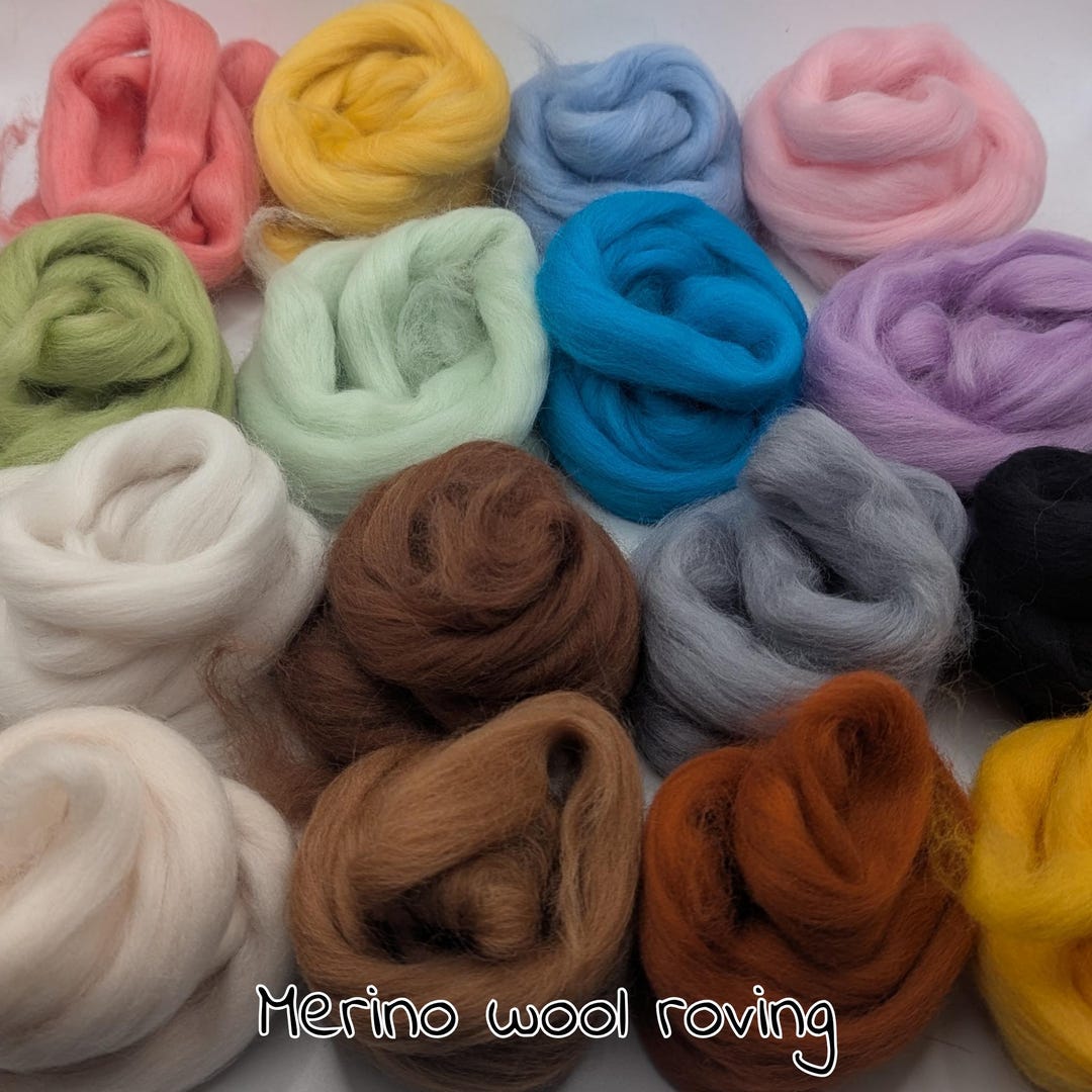 100% MERINO WOOL ROVING. 1 Meter Lengths. 6-10grams per Length ...