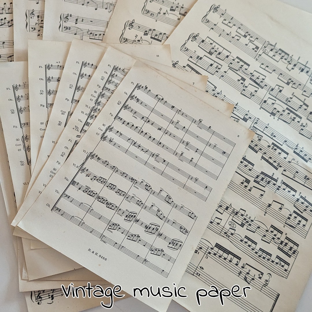 Genuine VINTAGE MUSIC PAPER, Vintage Music Paper, Ideal for Scrapbooks ...