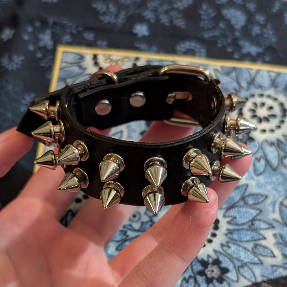 Handmade Punk Genuine Leather DOUBLE STACKED VARIANT Spiked Bracelet ...