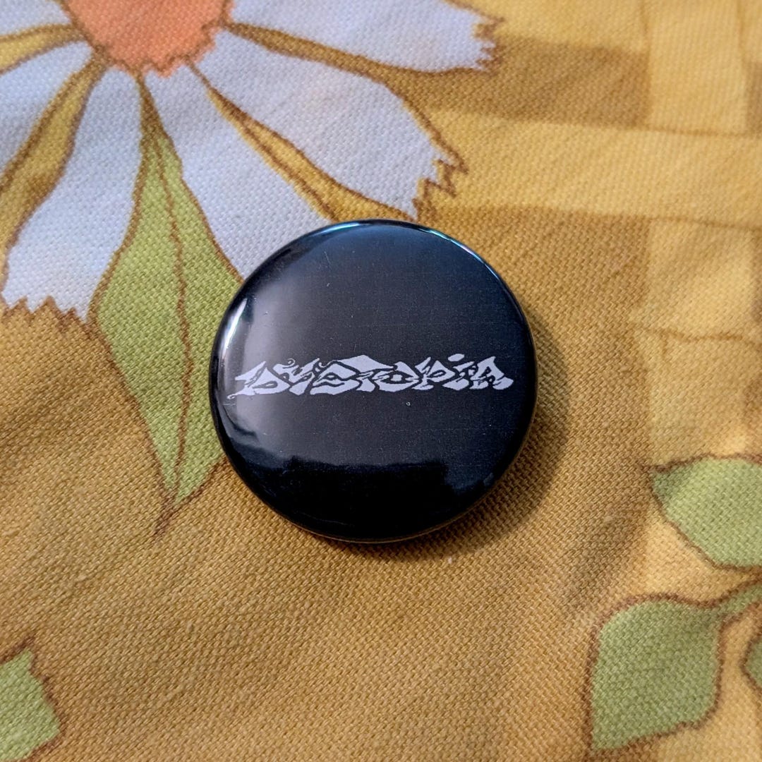 1.5" Black Dystopia Punk Band Graffiti Logo Pinback Button Pin - Etsy