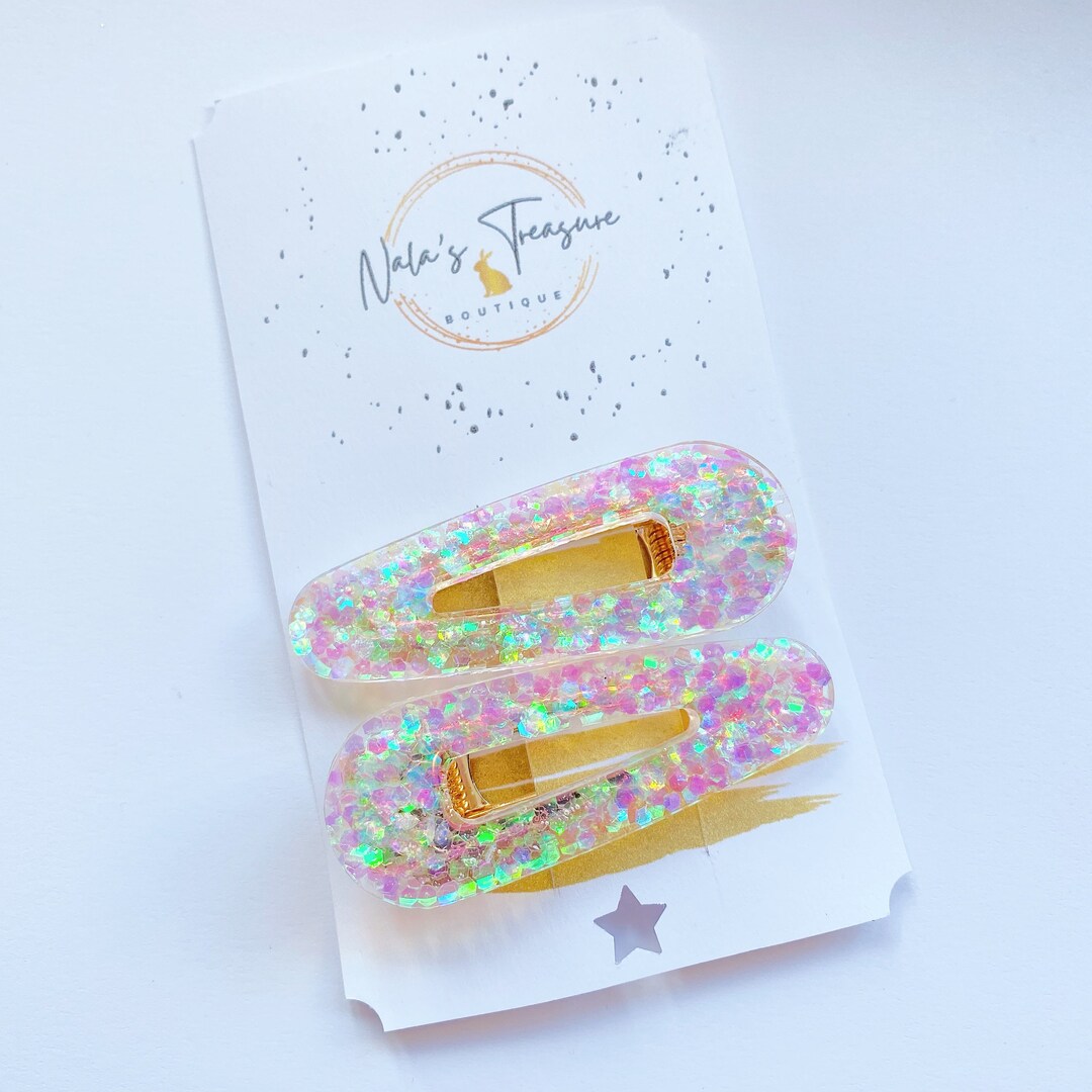Set of 2 Resin Hairclips Hair Accessories Sparkly Hair Clips Childrens ...