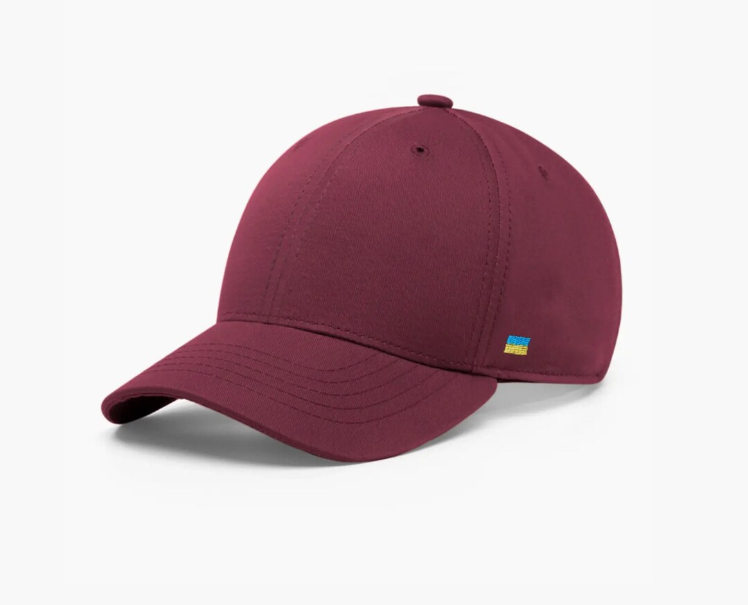 Burgundy Cap With Small Ukrainian Flag, Unisex Baseball Cap, Ukrainian ...