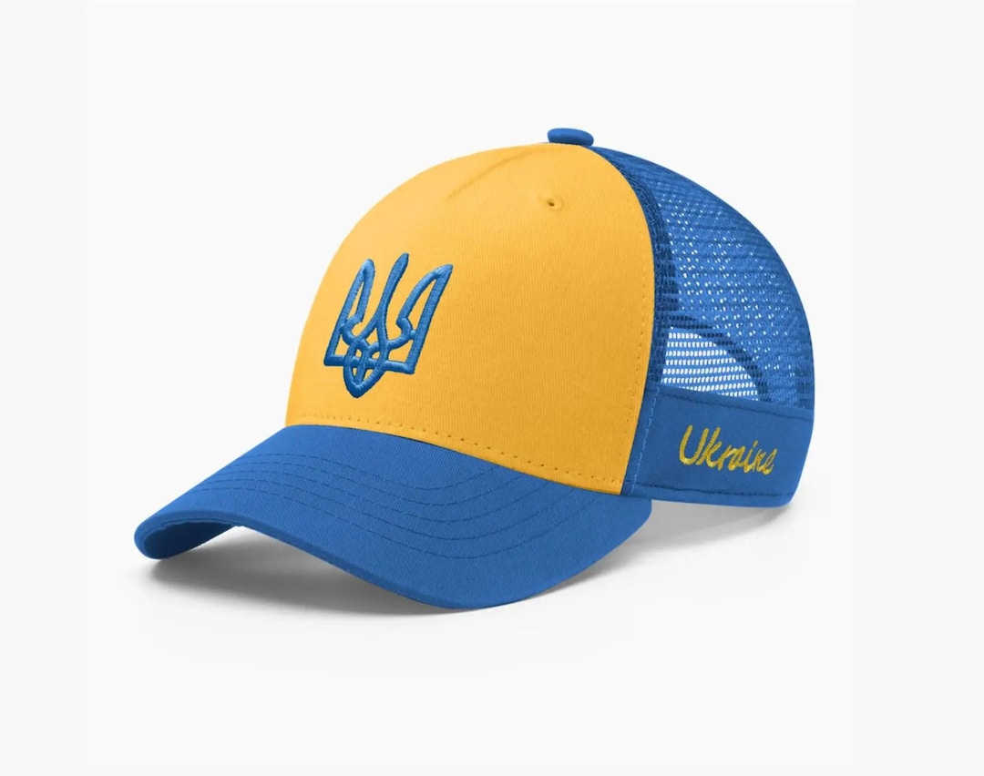 Ukrainian Emblem Mesh Cap, Blue & Yellow Baseball Hat, Made in Ukraine ...