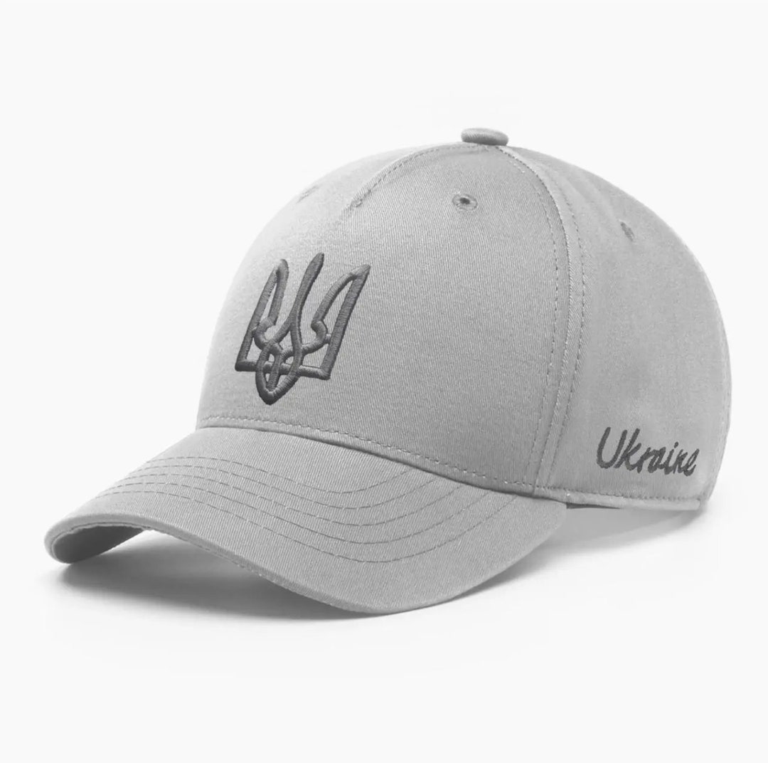 Light Gray Cap With Ukrainian Emblem (tryzub), Unisex Baseball Cap ...