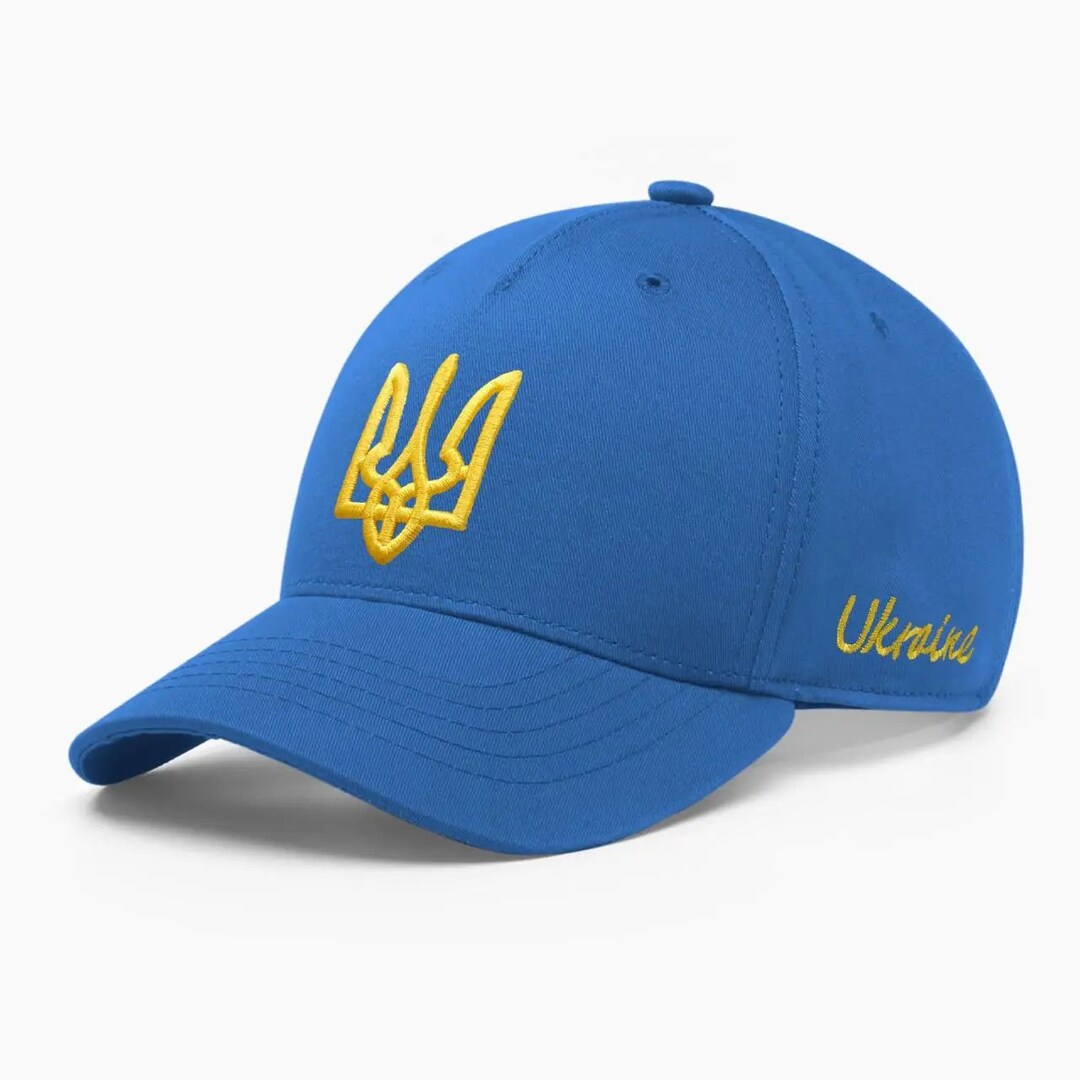 Blue Cap With Yellow Ukrainian Emblem tryzub, Unisex Baseball Cap ...