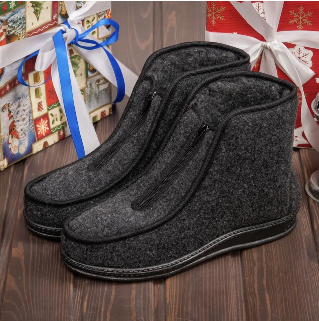Ukrainian Black Felt&wool Winter Shoes (burki), Unisex Winter Boots ...