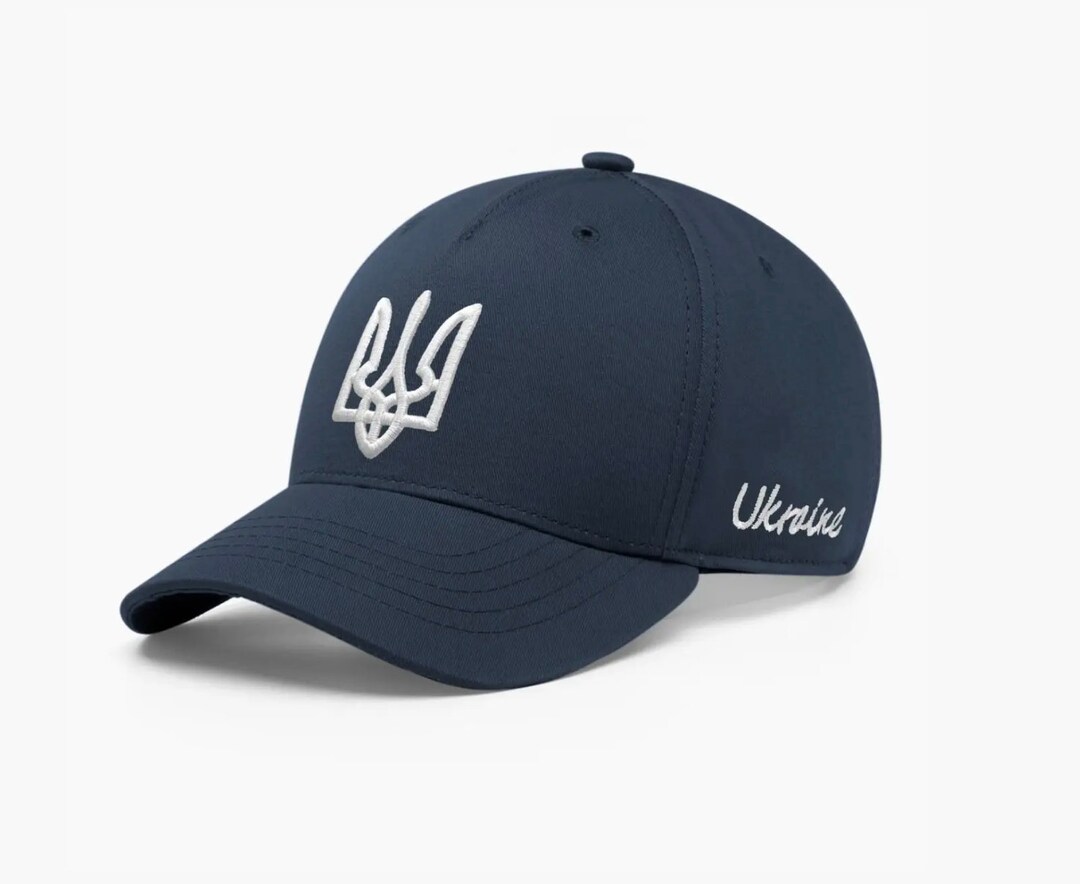Navy Cap With Ukrainian Emblem (tryzub), Unisex Baseball Cap, Ukrainian ...