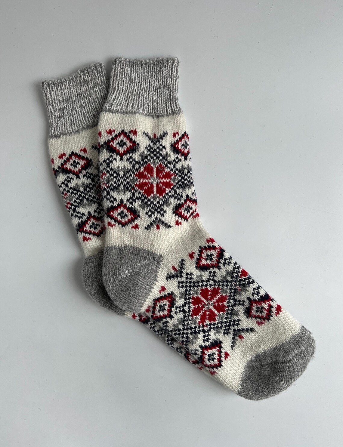 Merino Wool Knitted Woman's Socks With Ornaments, Ukrainian Socks ...