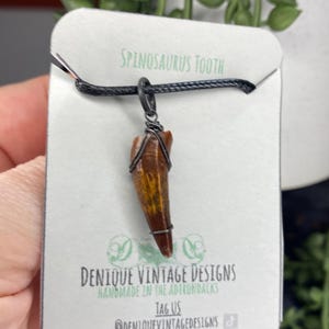 Genuine Spinosaurus Tooth Wire Pendant- Silver/steel/copper/bronze/14k ...