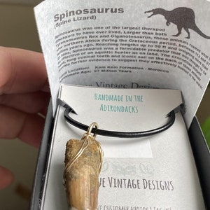 Genuine Spinosaurus Tooth Wire Pendant- Silver/steel/copper/bronze/14k ...