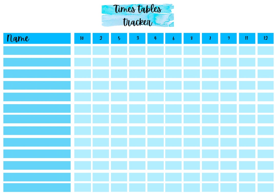 Teacher Parent Times Table Tracker Digital Download PDF - Etsy