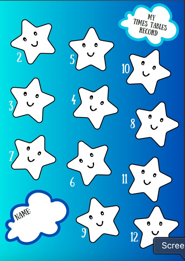 Times Table Record Tracker, Instant Digital Download, Printable PDF - Etsy