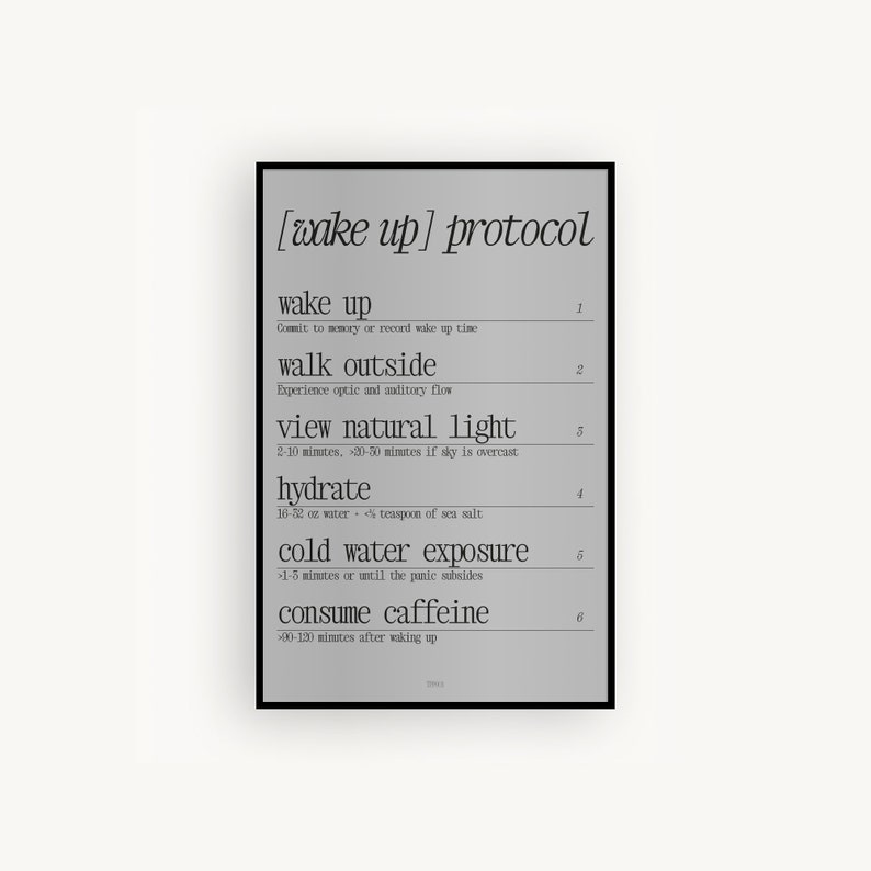 Morning Routine Protocol Digital Poster - Etsy