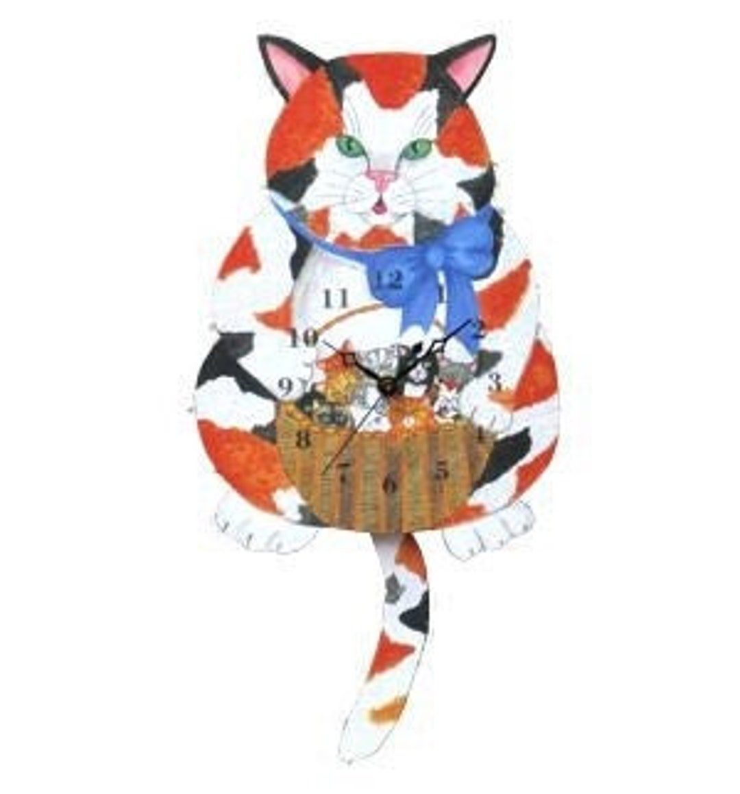 Mother Calico Cat With Basket of Kittens Pendulum Clock - Etsy