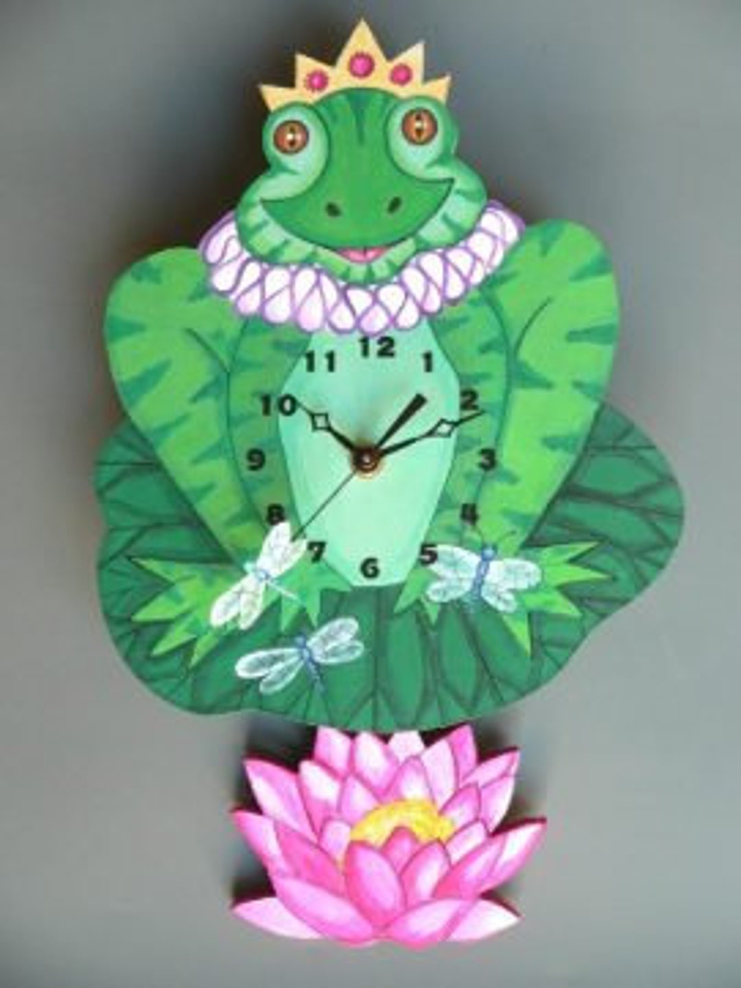Fairy Tale Frog Prince Kids Clock Sitting on a Lilly Pad With Lilly ...