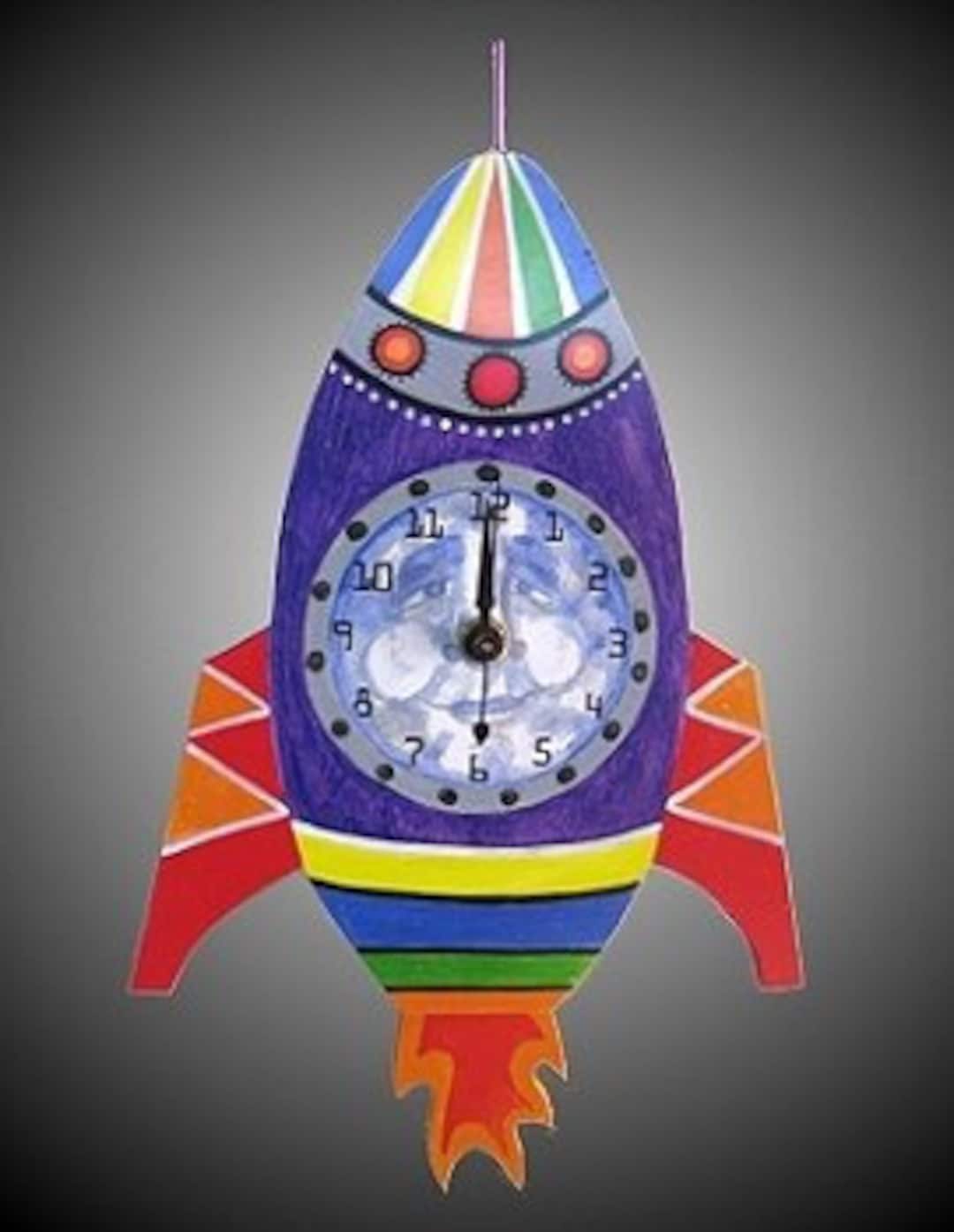 Moon Rocket Space Ship Clock With Flaming Pendulum and Man in the Moon ...
