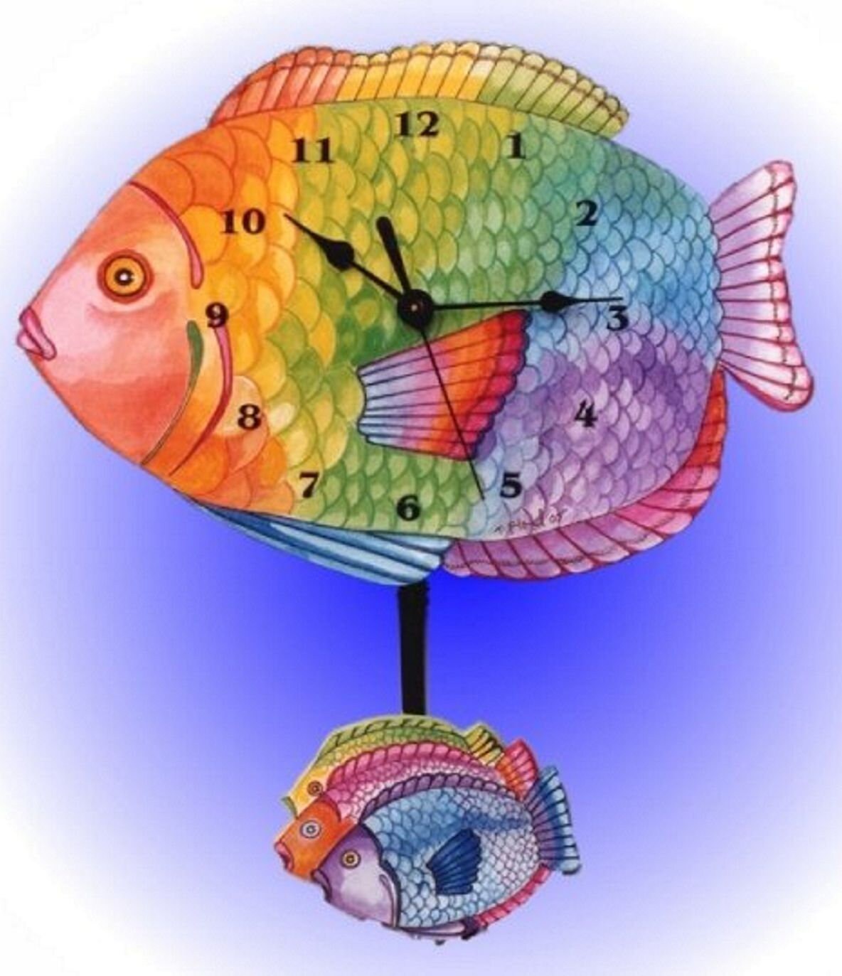 Tropical Rainbow Fish Pendulum Wall Clock Tropical Original - Etsy