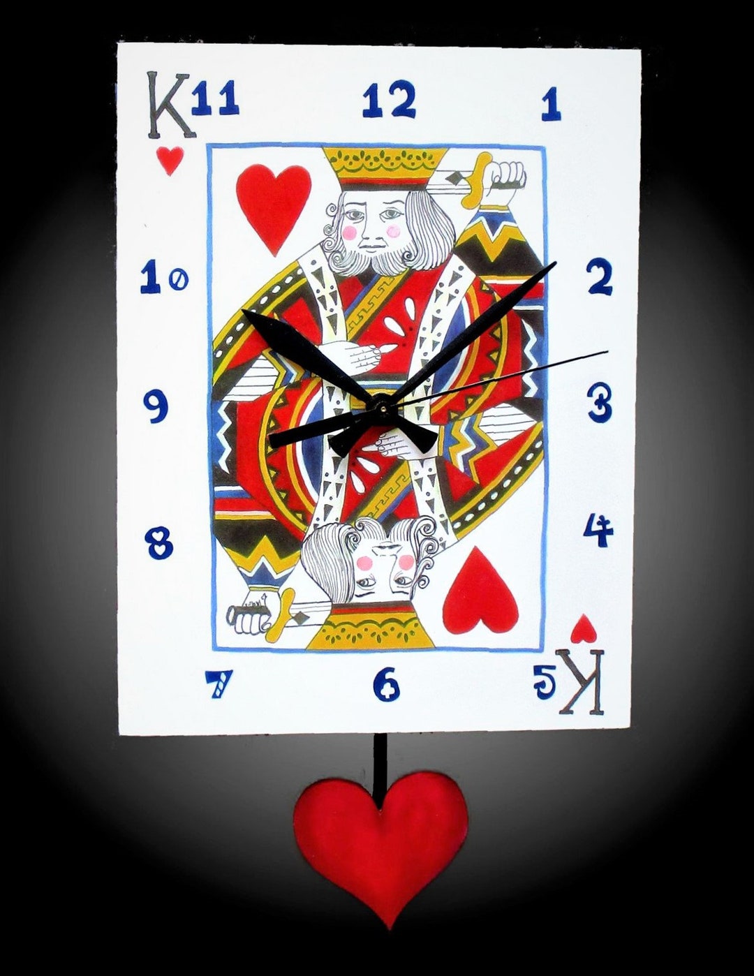 King of Hearts Pendulum Clock - Etsy
