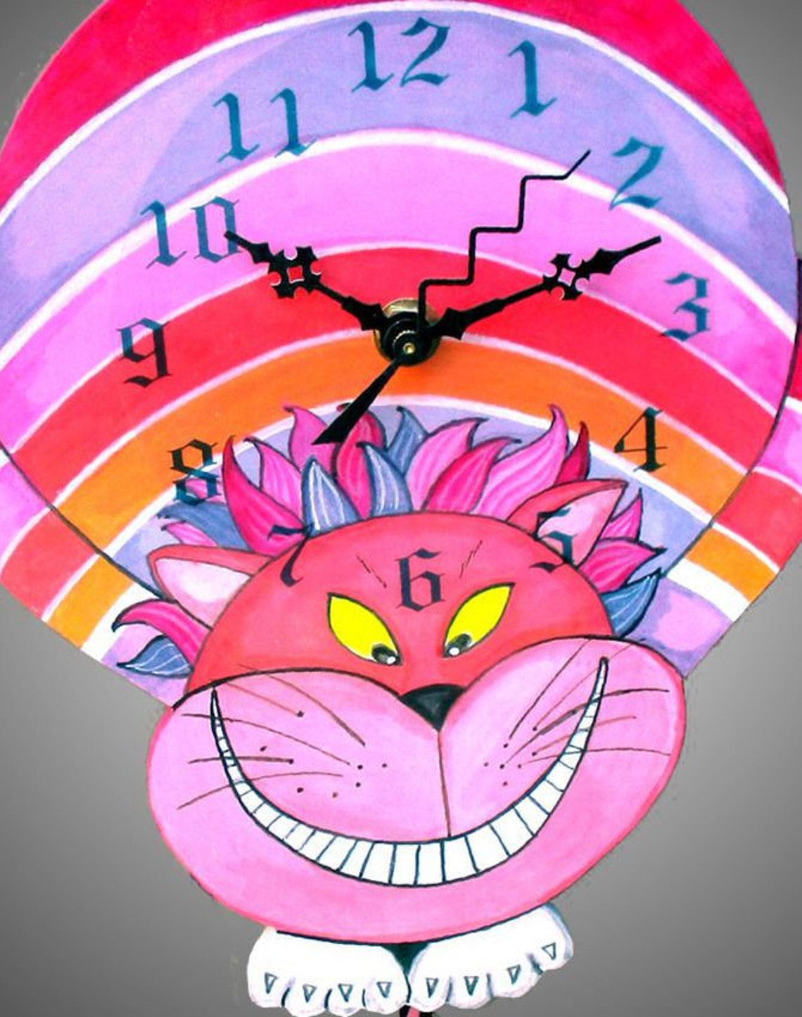 Grinning Cheshire Cat & Mouse Clock Multi Colors With a Big - Etsy