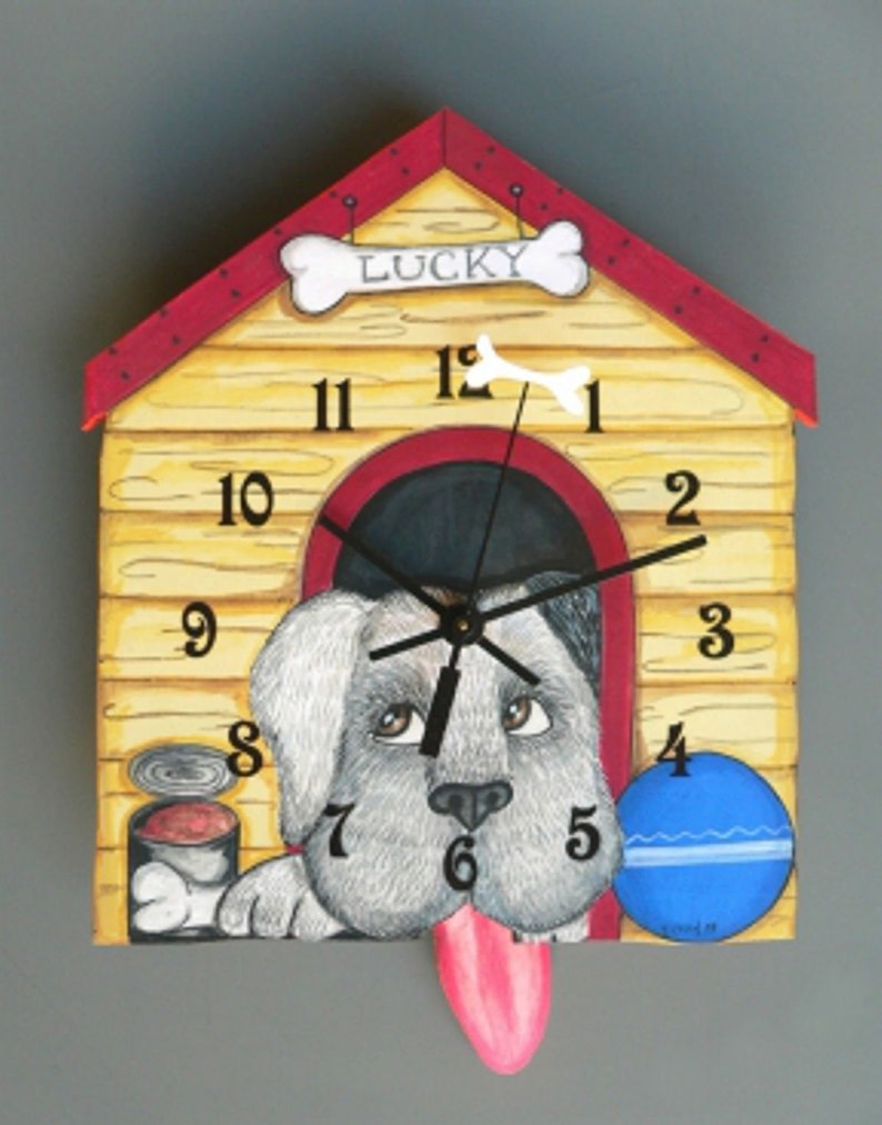 Whimsical Dog House Wall Clock Dog Pendulum Clock Features a - Etsy
