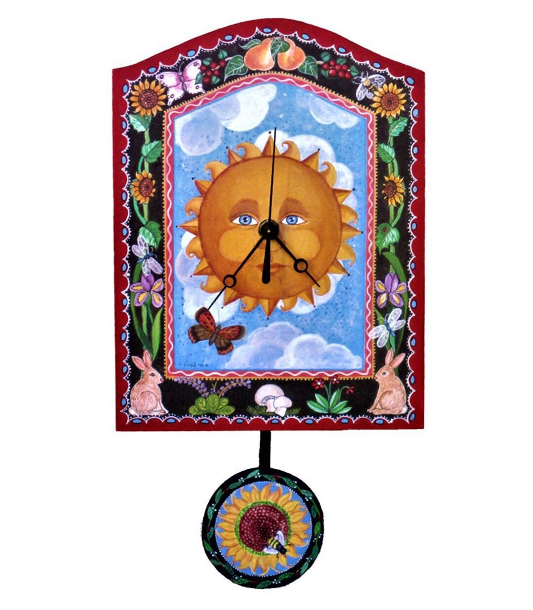 Sunflower Garden Clock With Bee Pendulum: Whimsical Farmhouse Decor - Etsy