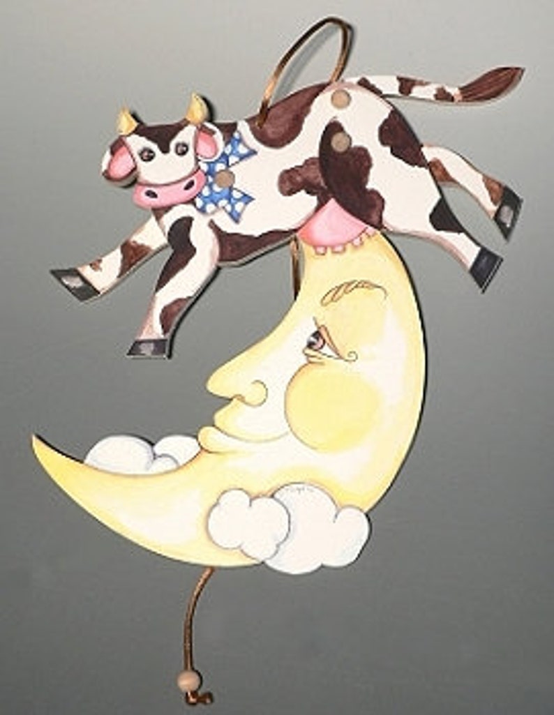 The Cow Jumps Over the Moon Jumping Jack Pull String Toy - Etsy