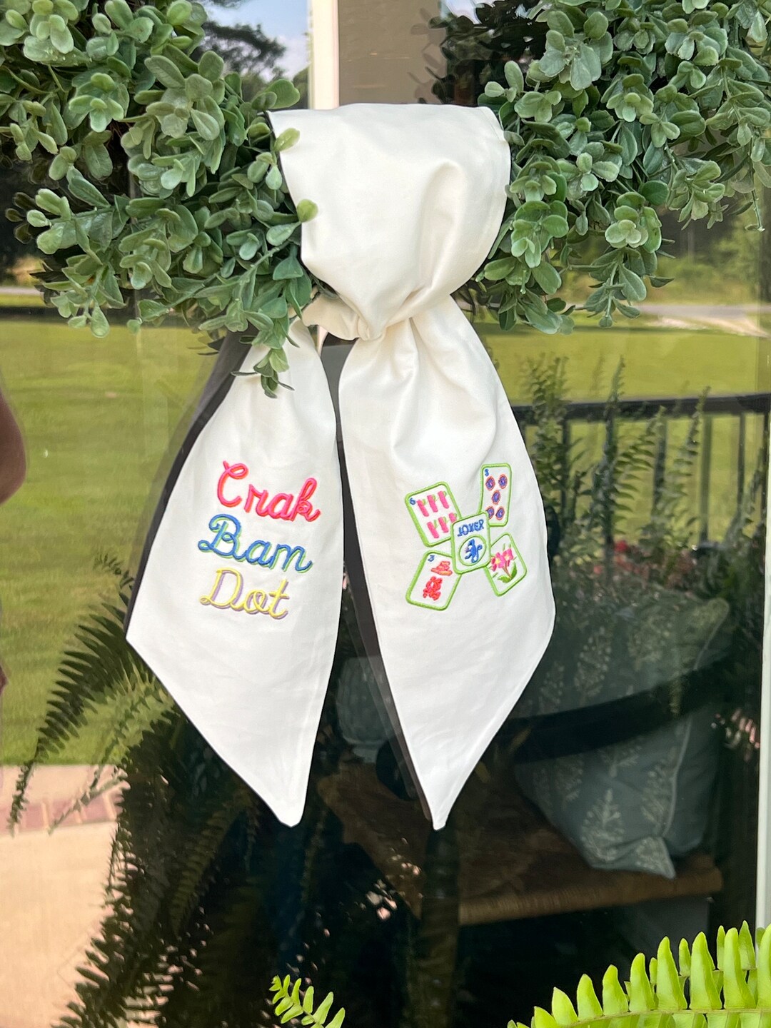 Mahjong Wreath Sash | Crak Bam Dot | Mahjong Game Night Decor ...