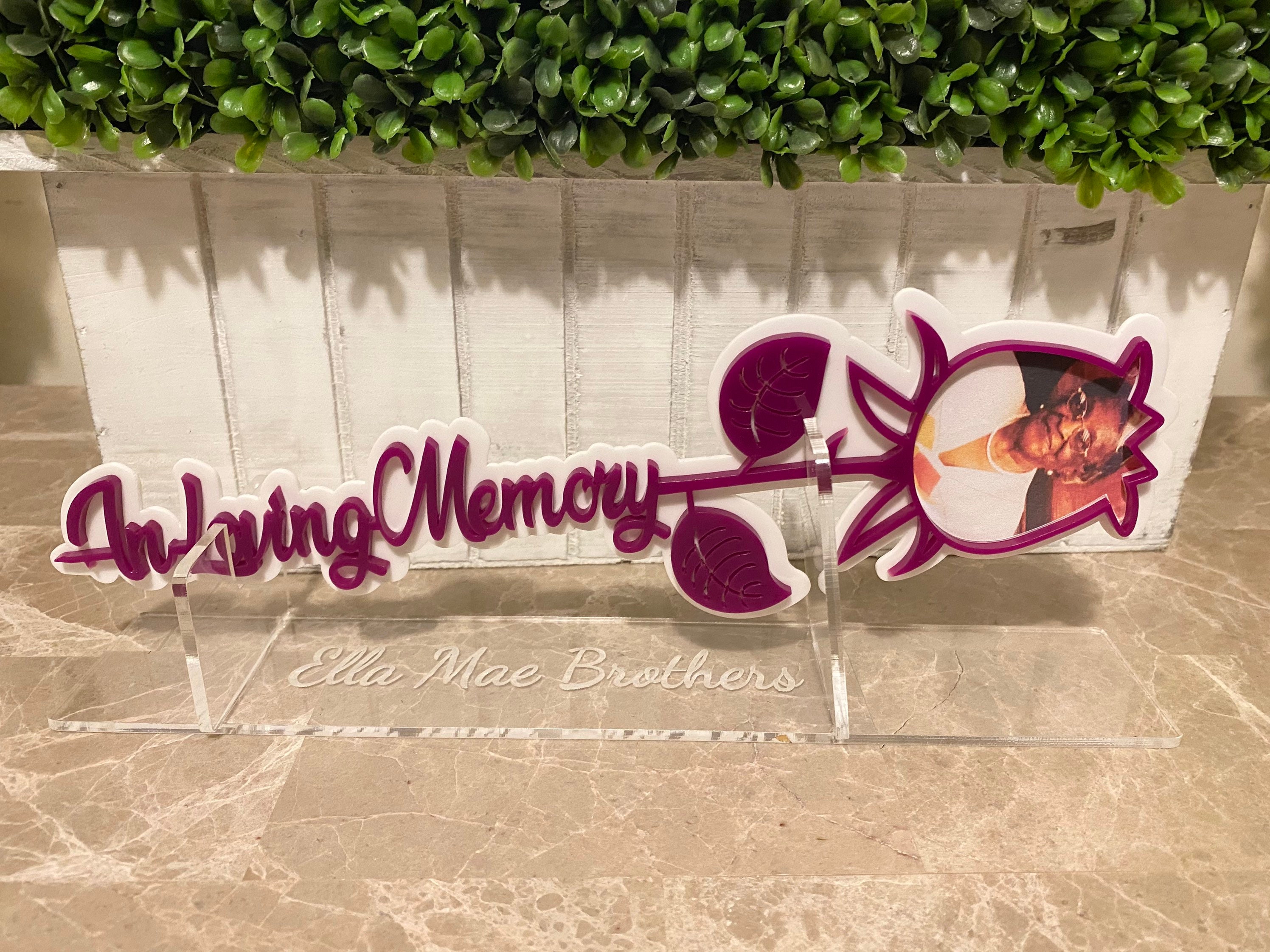 In Loving Memory of Rose With Stand, Photo Memorial Gifts, Acrylic Rose ...