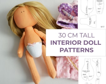 25 Cm Tall Handmade Dolls Pattern. Rag Doll Pattern. Fabric Doll Patterns. Interior Doll ...