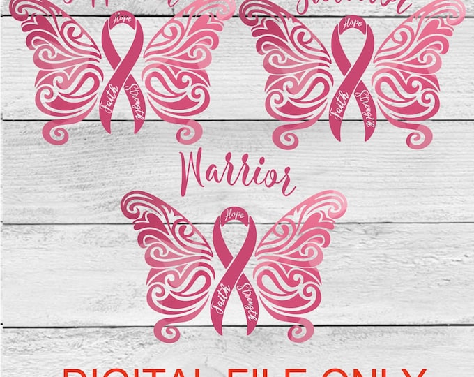 Butterflies Cancer Ribbon SVG, Cancer Memorial Svg, Cancer Fundraiser ...