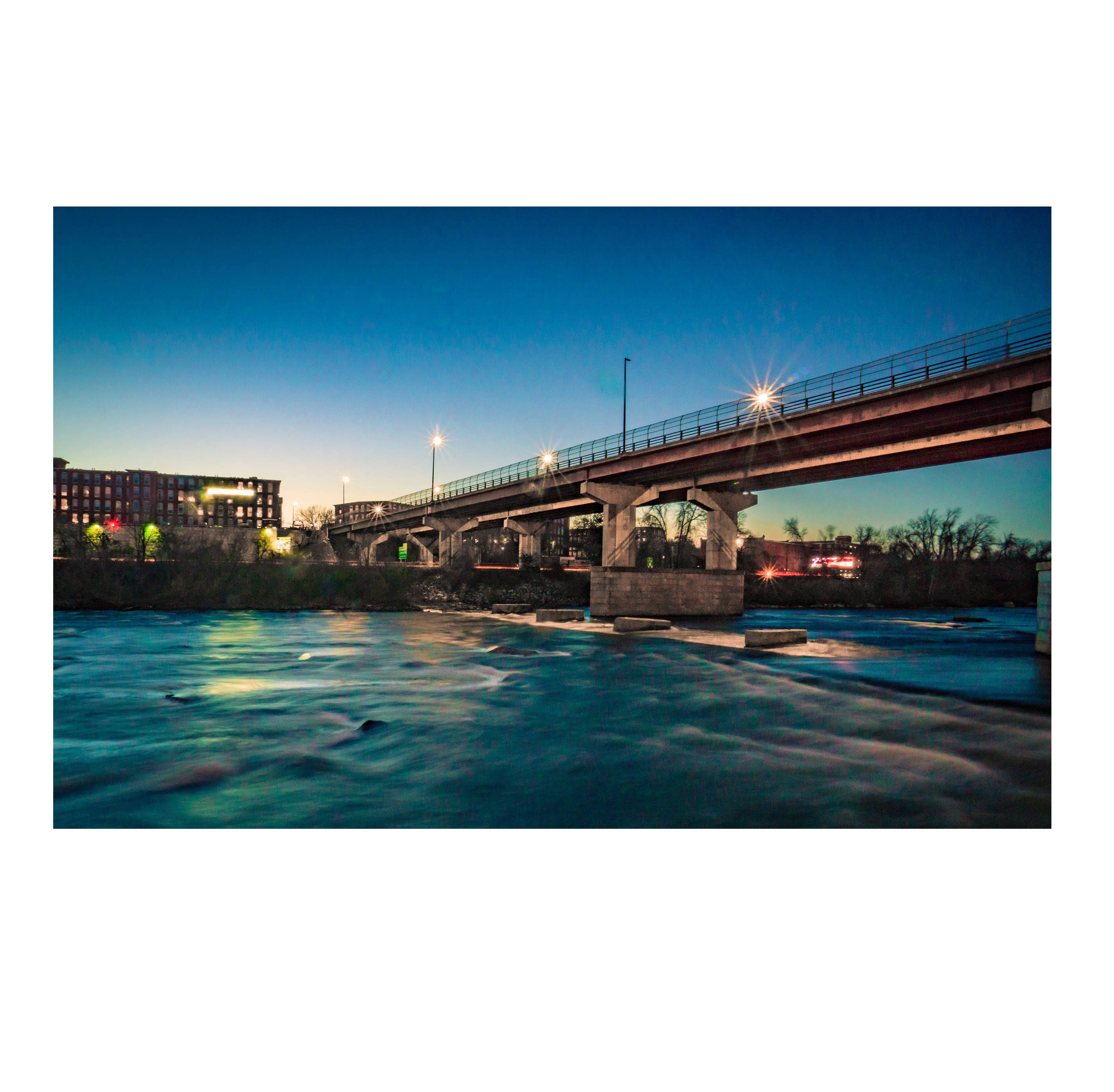 Bridge Street Bridge, Downtown Manchester, Merrimack River From Arms ...