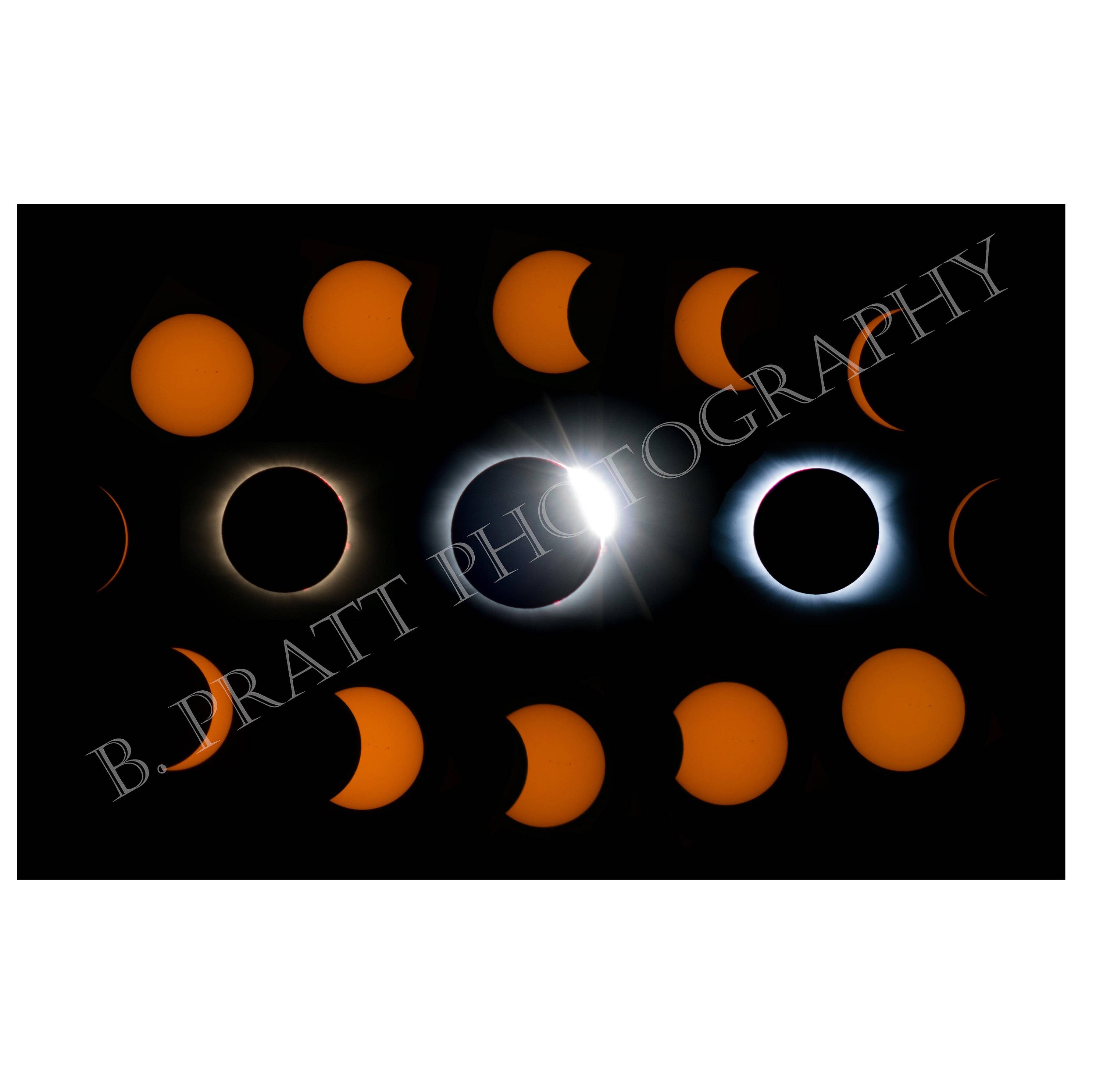 Framed Rectangular Solar Eclipse Photo Collage With Phases Through ...