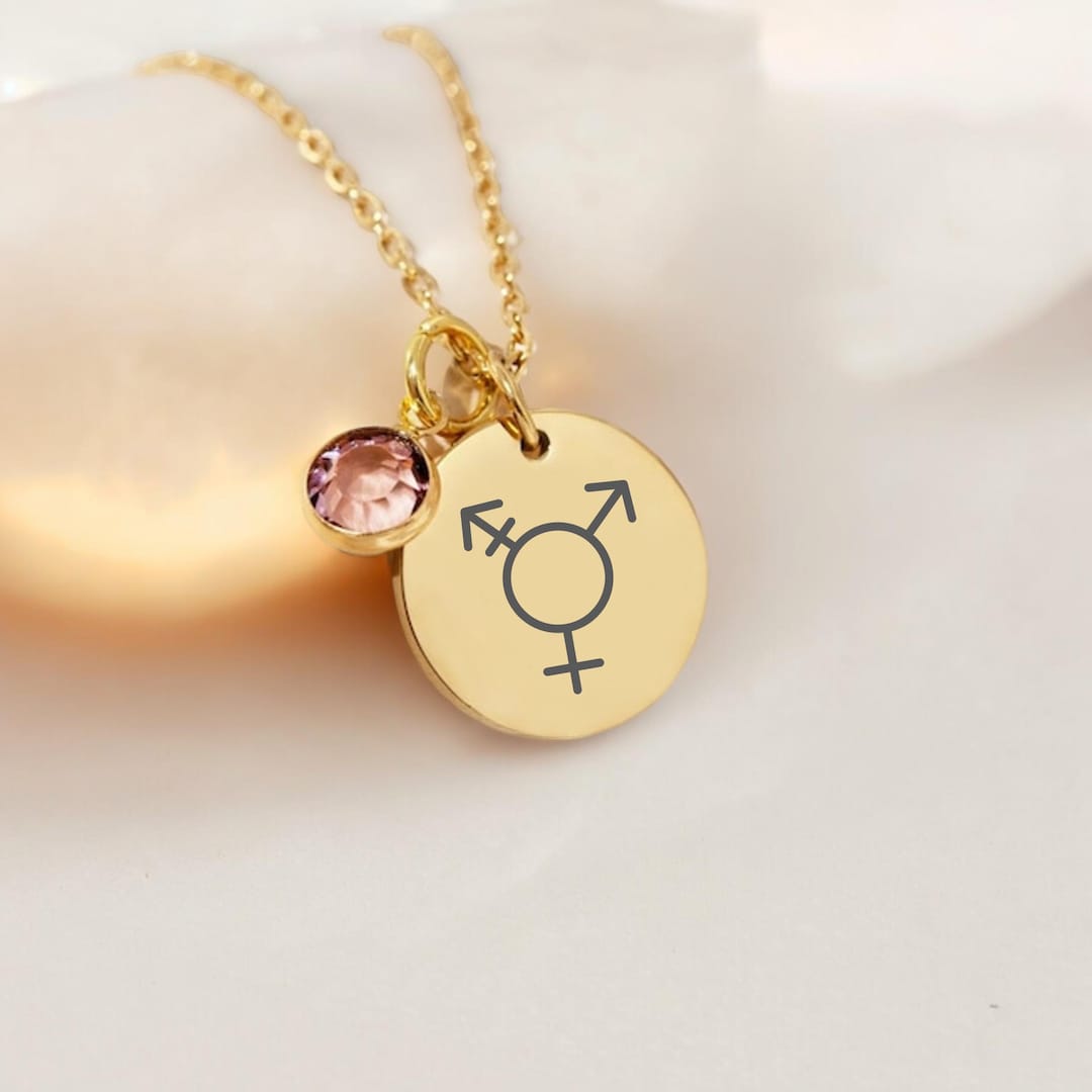 Transgender Birthstone Necklace, Pride Necklace, Transgender Pride ...