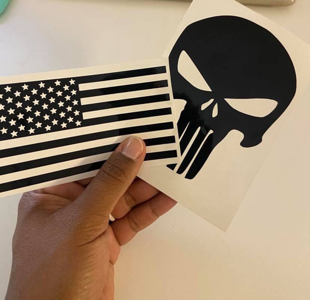 American Flag And Punisher Skull Decal 2 Pack Etsy
