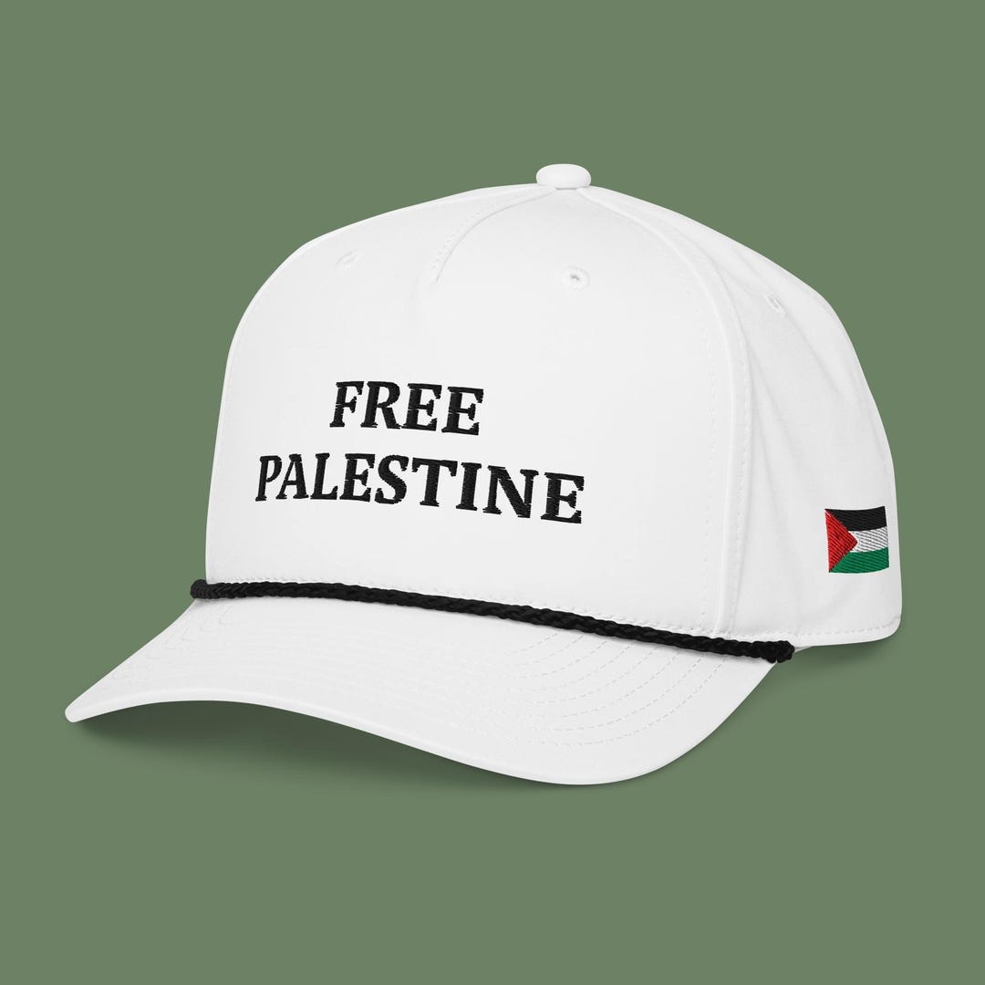 Free Palestine & Palestinian Flag on Side Embroidered Rope Hat ...