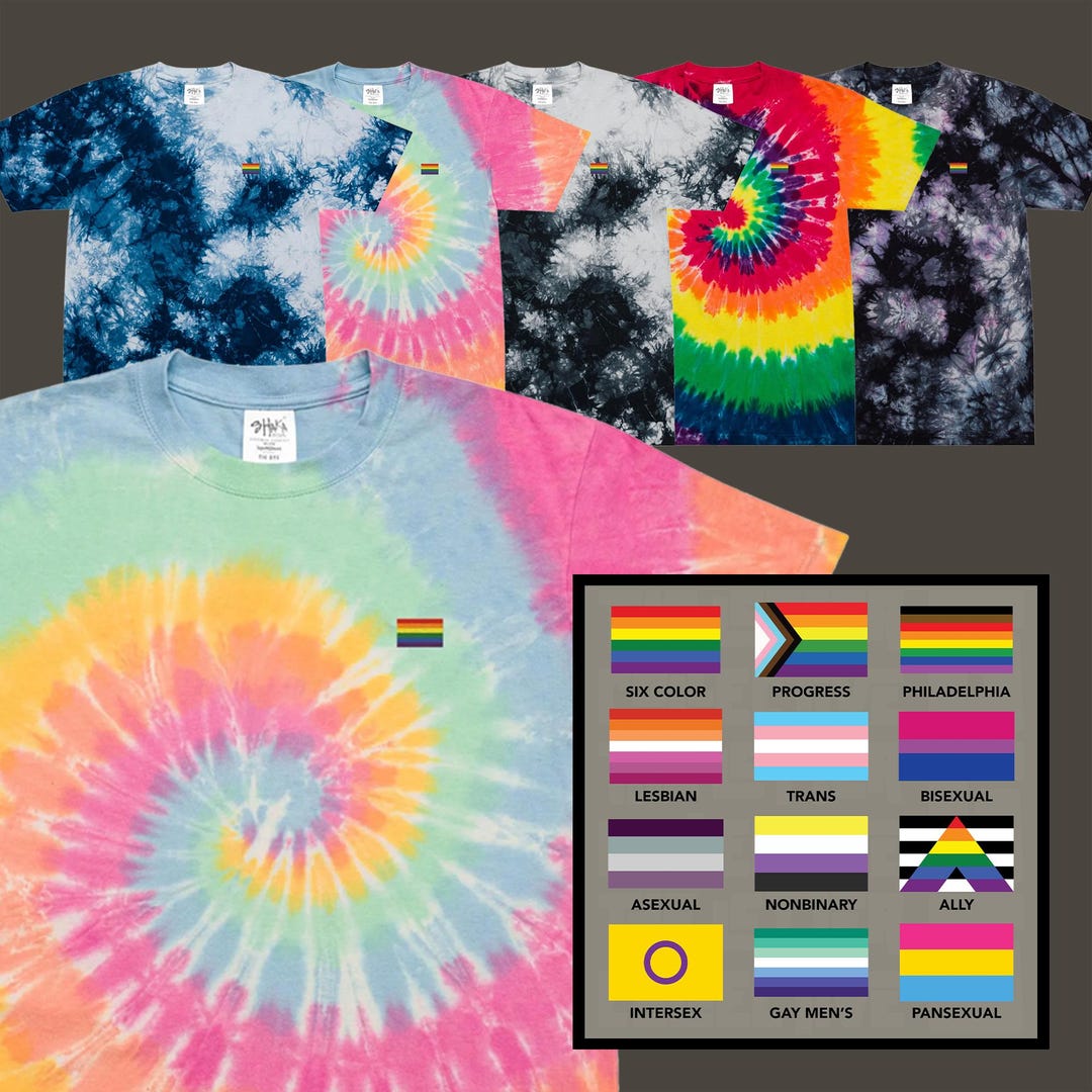 Wear Your Pride Flag Embroidered Oversized Tie-dye T-shirt | LGBTQIA+ ...