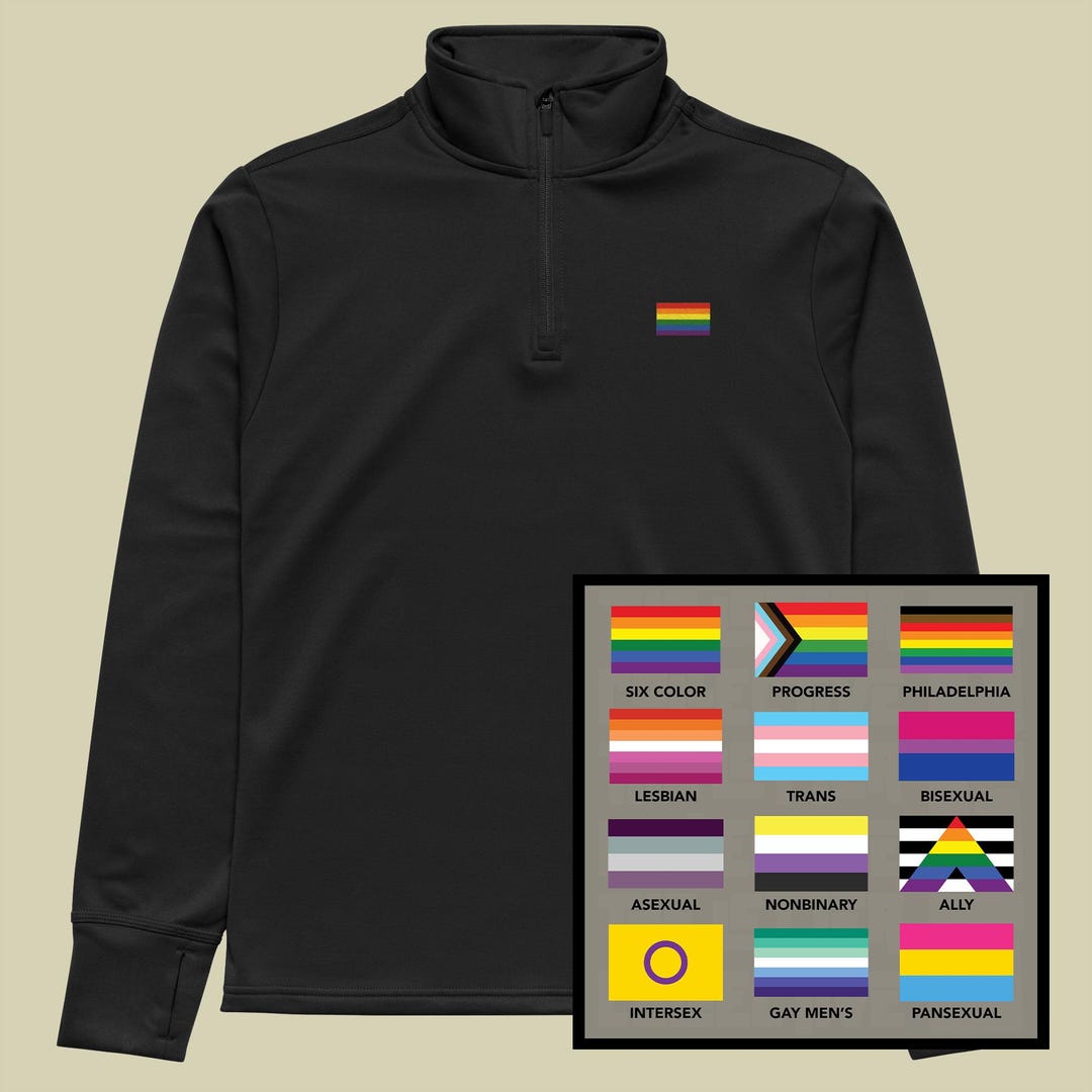 Wear Your Pride Flag Embroidered Champion Quarter Zip Pullover LGBTQIA ...