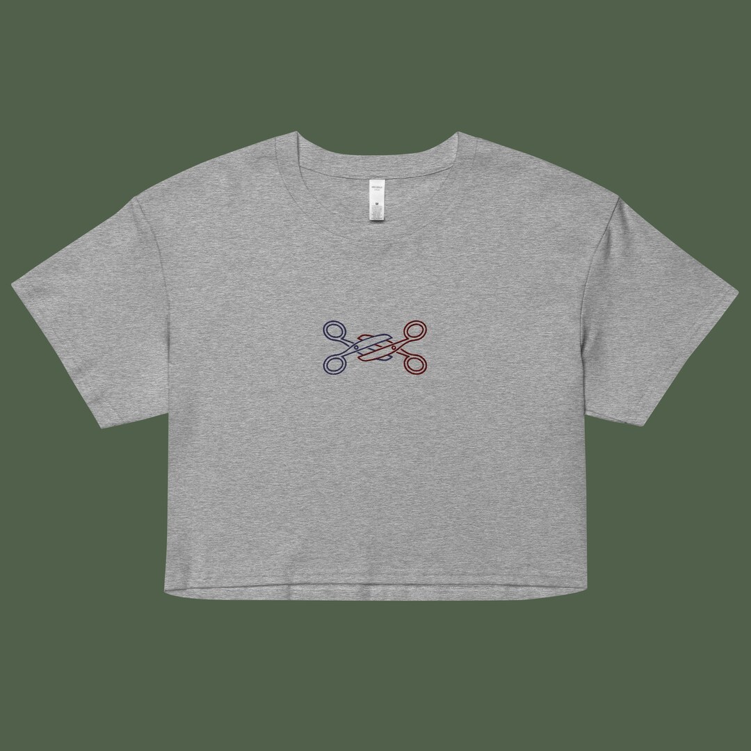 Scissors Scissoring Embroidered Crop Top Shirt | LGBTQIA+ Pride | Queer ...
