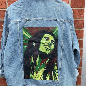 Bob Marley Denim Jacket - Etsy Bob Marley Denim Jacket - Etsy