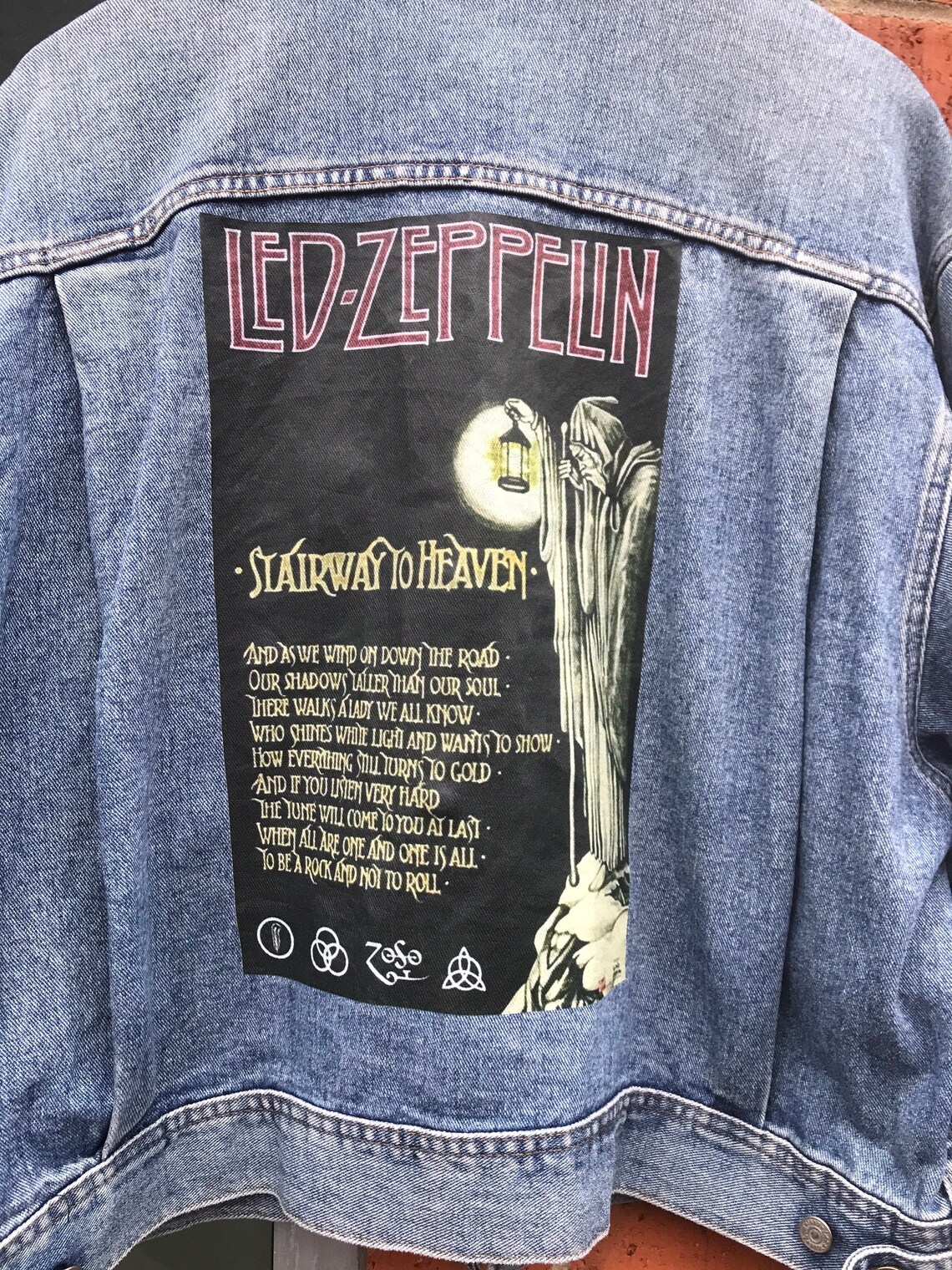 1980s Retro Vintage LED ZEPPELIN Print Denim Jacket. - Etsy