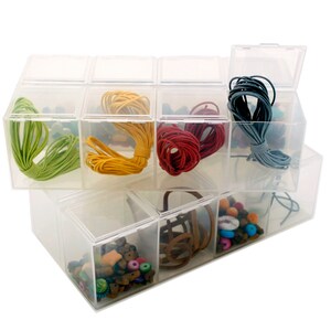 Set of 2 Storage Containers Organize Small Items 8 Clear Compartments ...