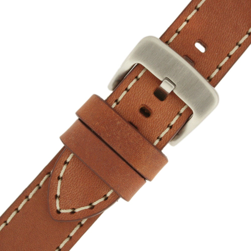 Watch Band Tan Leather Thick Strap White Stitching With Heavy - Etsy