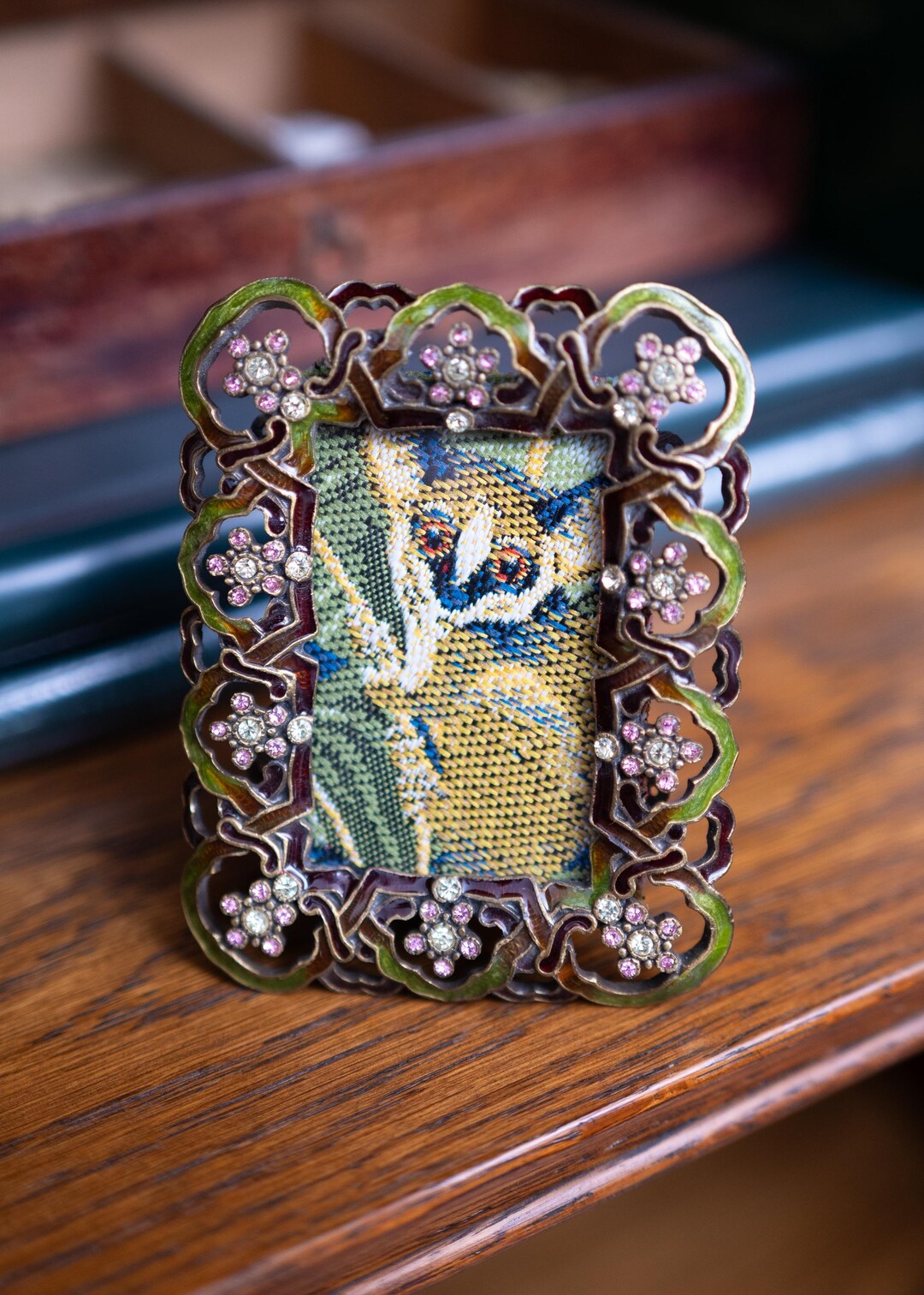 Jeweled Frame Tapesty Textile Art - Etsy