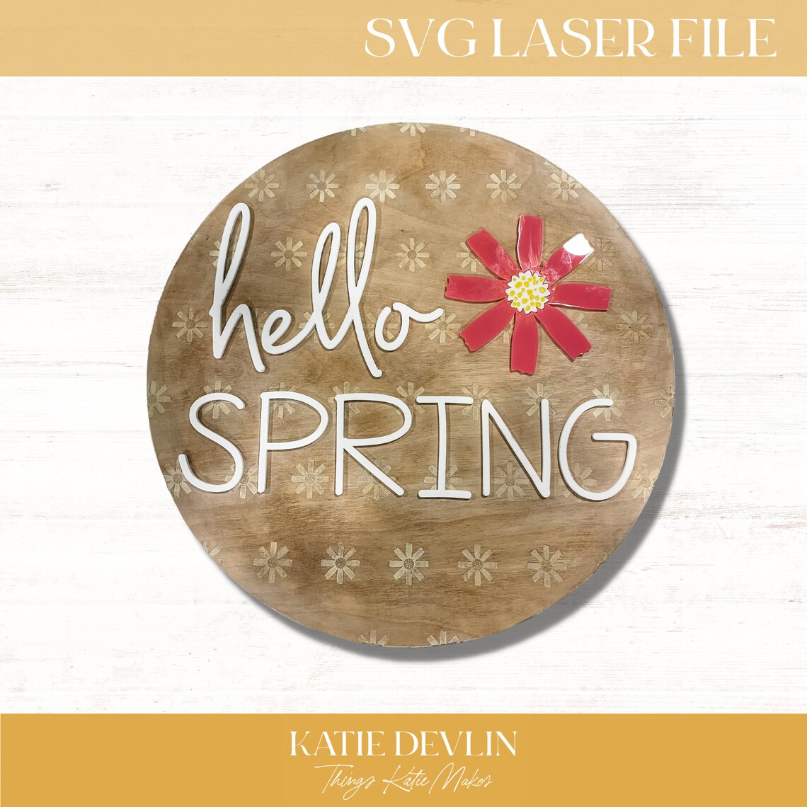 Hello Spring Laser SVG, Round Door Hanger Svg, Spring Welcome Sign ...