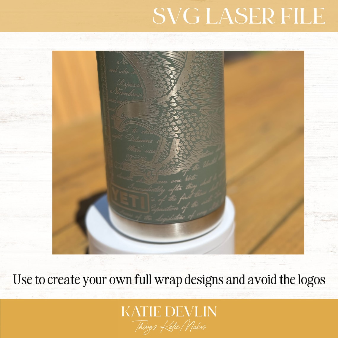 36oz Yeti Rambler Full Wrap Template SVG, Tumbler Laser Engraving ...