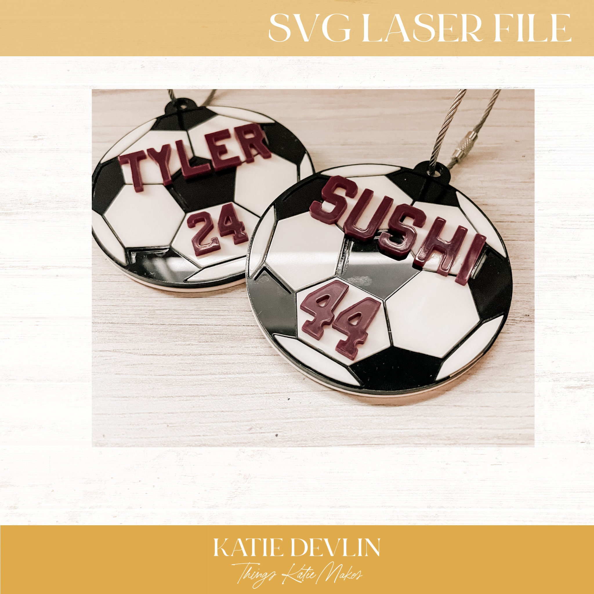 Soccer Keychain SVG, Sized for Glowforge, Soccer Bag Tag SVG, Soccer ...