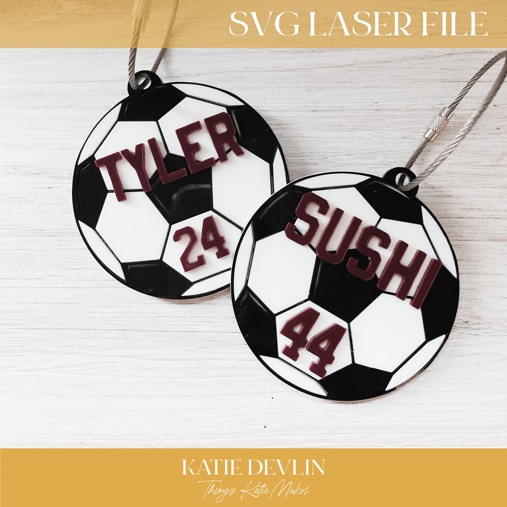 Soccer Keychain SVG, Sized for Glowforge, Soccer Bag Tag SVG, Soccer ...